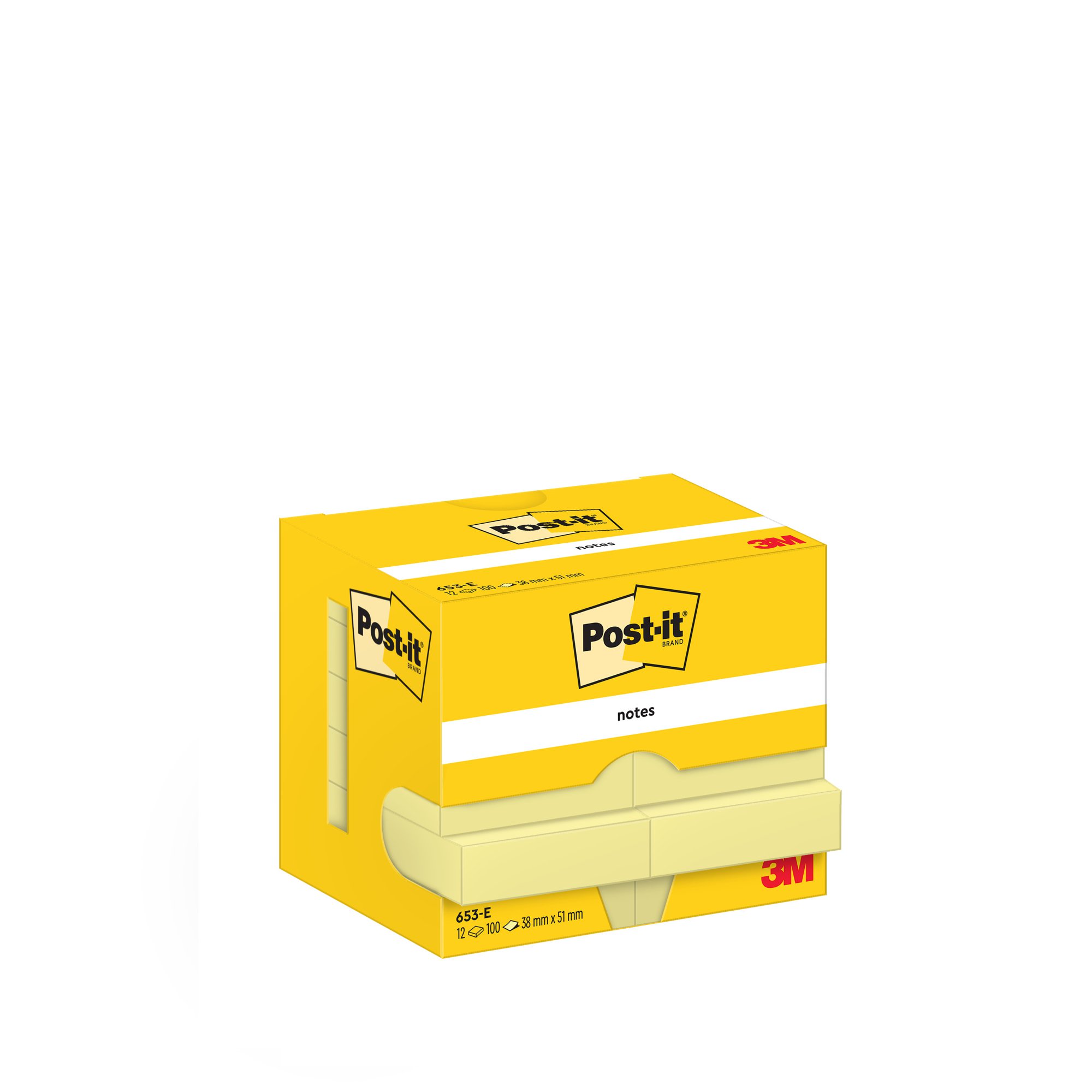 Post-it Notes 38x51mm 100 Sheets Canary Yellow Pack 12 7100290163