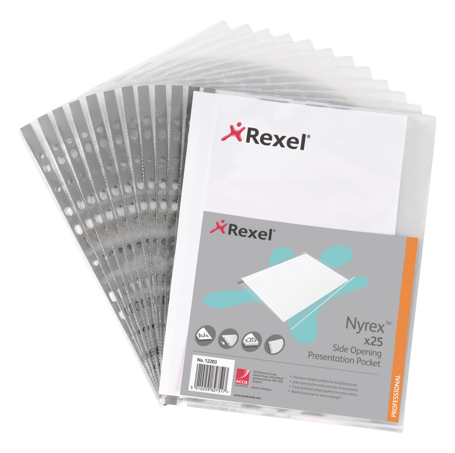 Rexel Nyrex A4 Punched Pocket 90 Micron Pack 25 - MPN 12203