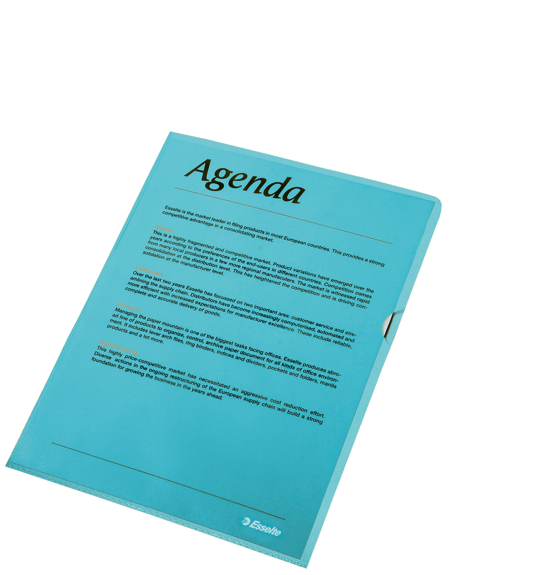 Esselte Cut Back Folder Polypropylene A4 105 Micron Blue 54837 - Pack ...