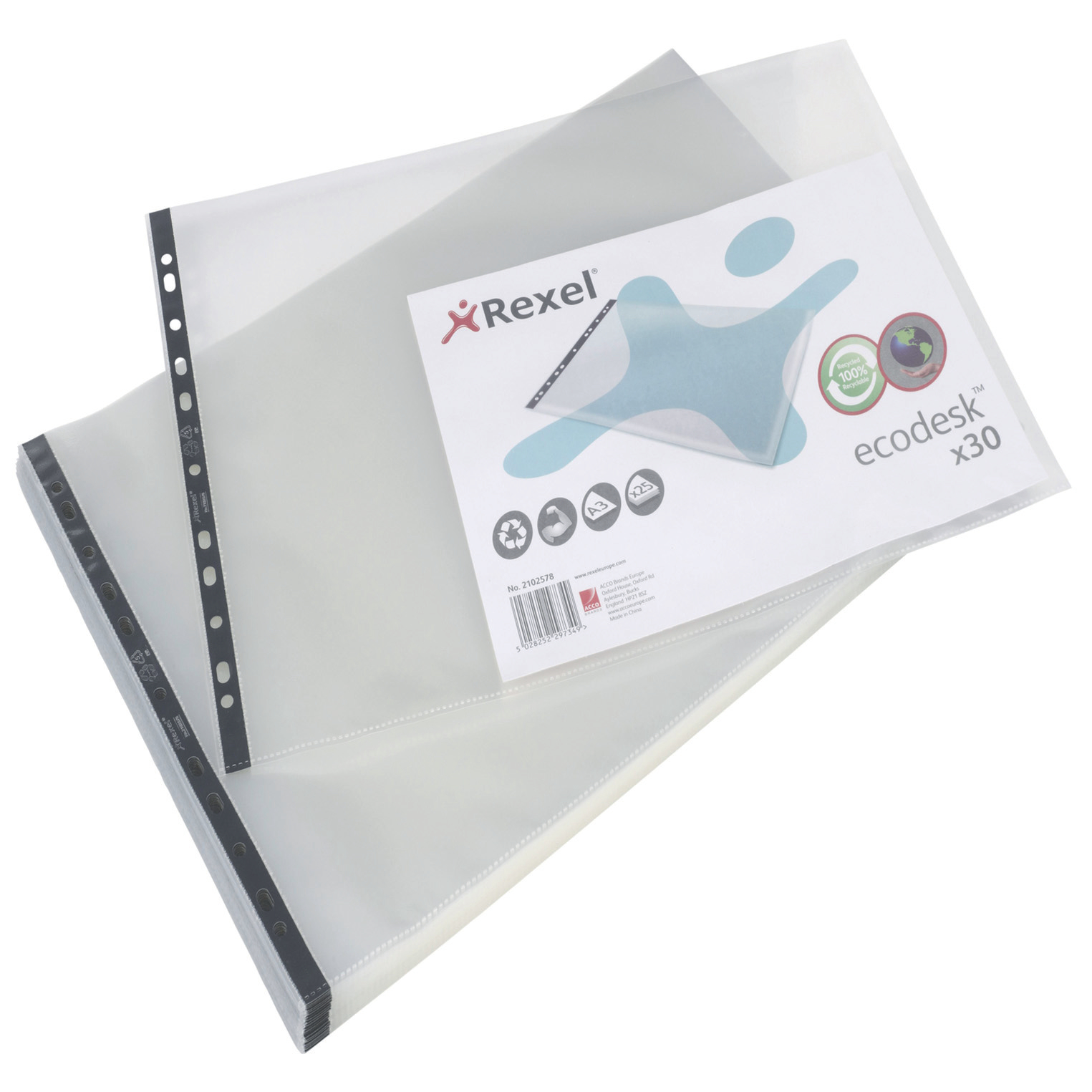Rexel EcoDesk Premium A3 Punched Pockets 2102578 - Pack of 30