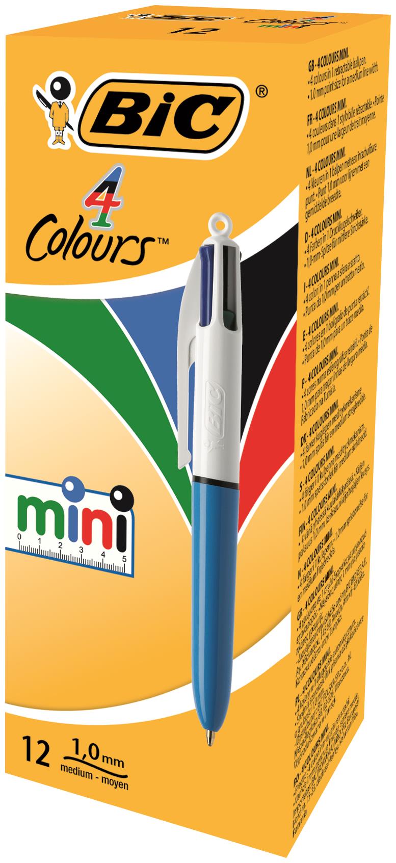 Bic 4 Colours Mini Ballpoint Pen 1.0mm Tip (Pack 12) - 895958