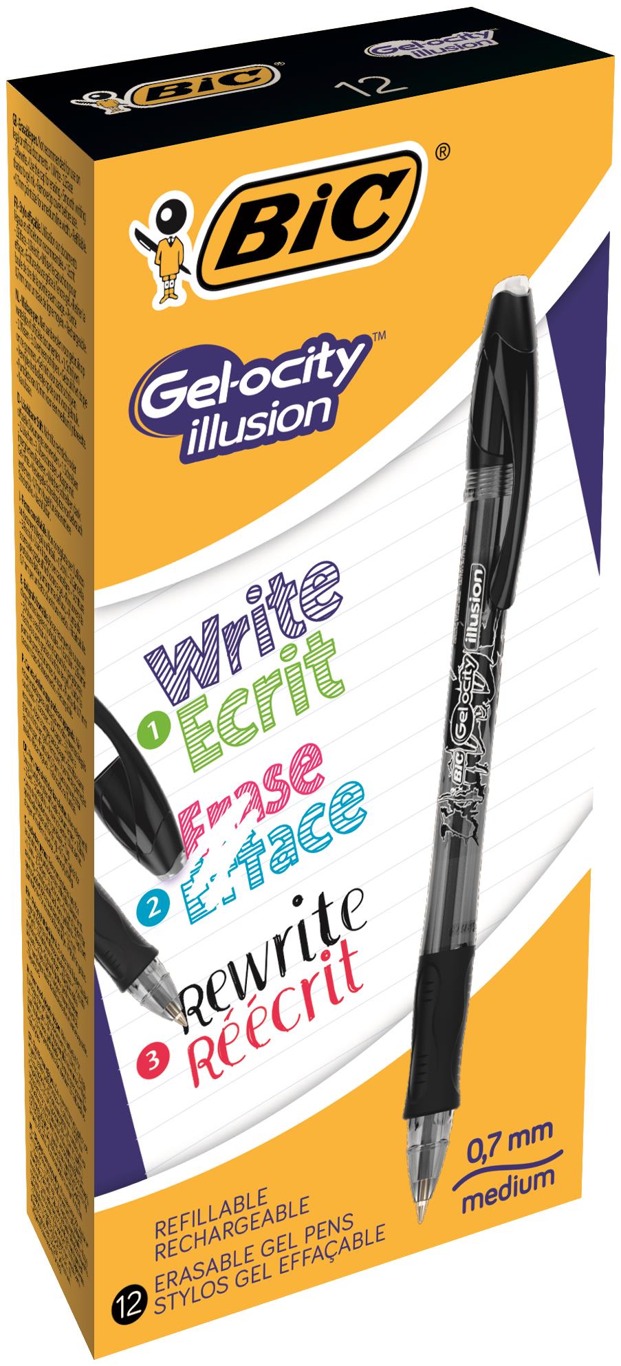 Bic Gel-ocity Illusion Erasable Gel Rollerball Pen 943441 - Pack of 12