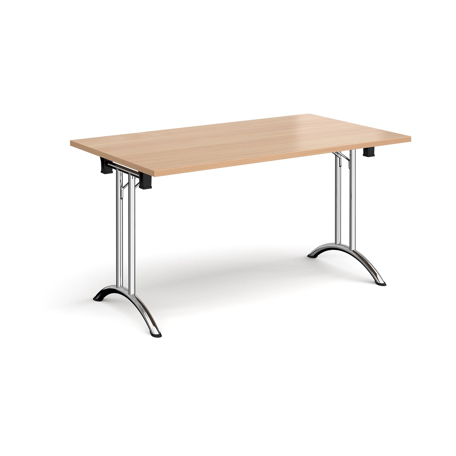 Rectangular folding leg table with chrome legs and curved foot rails ...