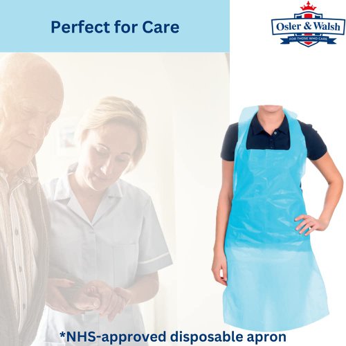 ValueX Disposable Aprons 16 Micron Blue Flat (Pack 200) - DAF200BU