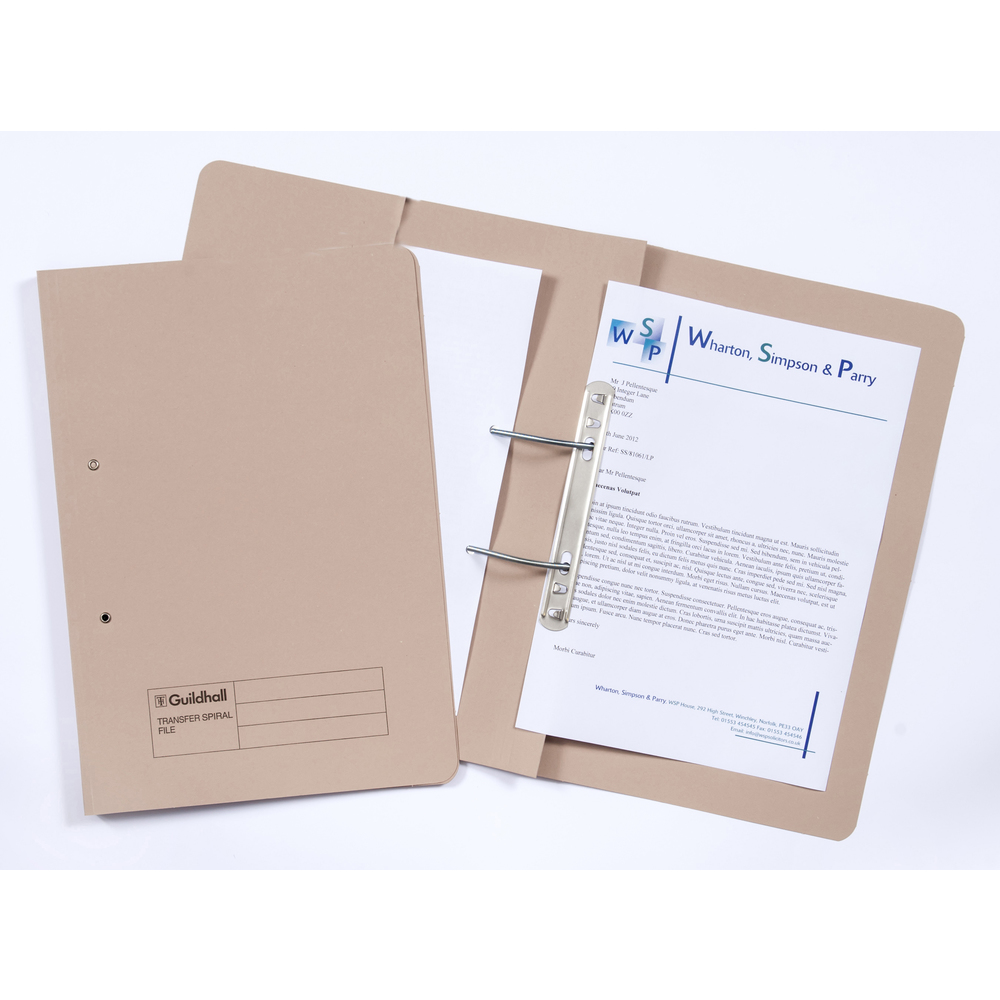 Guildhall Transfer Spring Pocket File Manilla Foolscap 315gsm Pack 25 ...