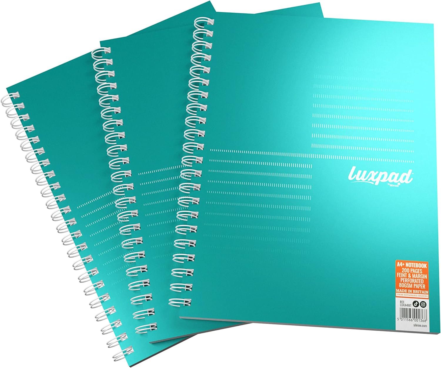 Silvine Luxpad Twin Wire Notebook A4+ 200 Page Ruled - Pack 3 - LUXA4MT