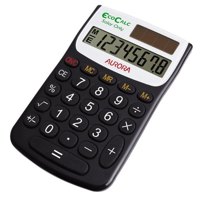 Aurora EcoCalc 8 Digit Pocket Calculator Black - EC101
