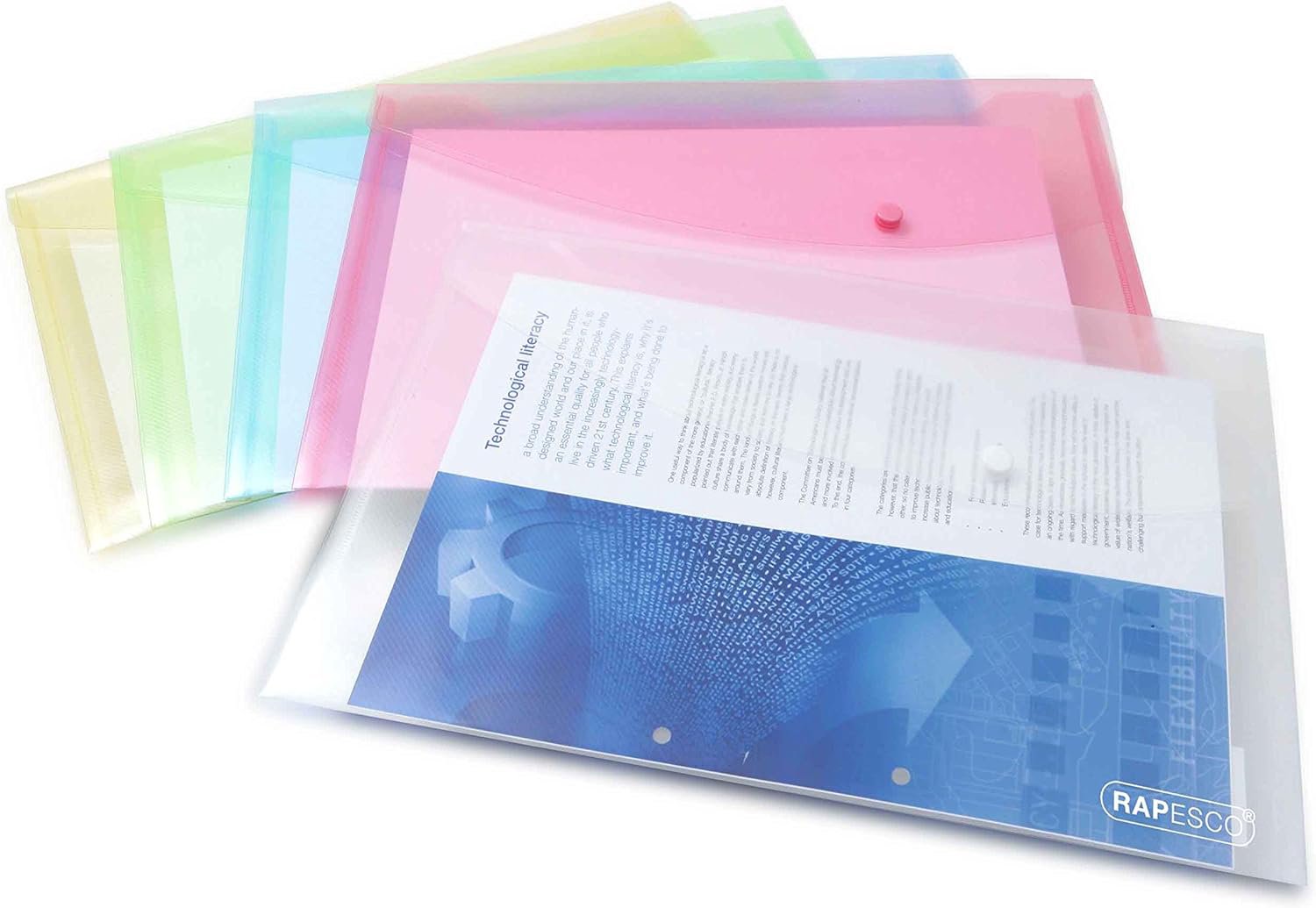 Rapesco Popper Wallet Polypropylene Foolscap Assorted Pastel Colours ...