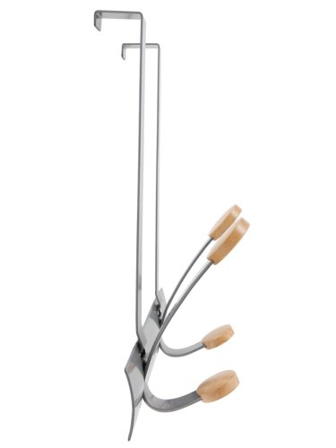Alba Coat Hooks 2 Double Pegs Silver Grey Steel/Light Wood - PMV2P