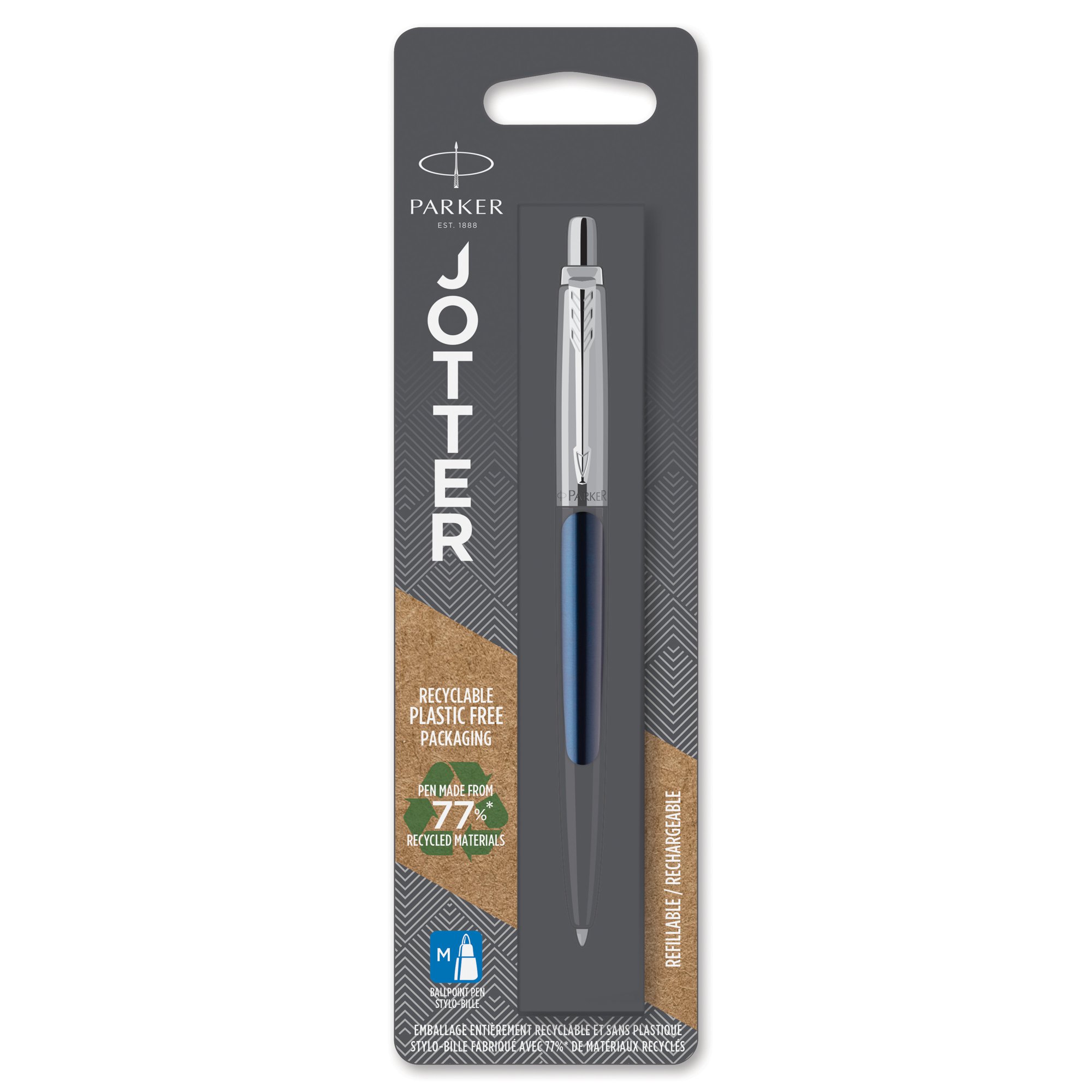 Parker Jotter Ballpoint Pen Blue/Chrome Barrel Blue Ink - MPN 1953209
