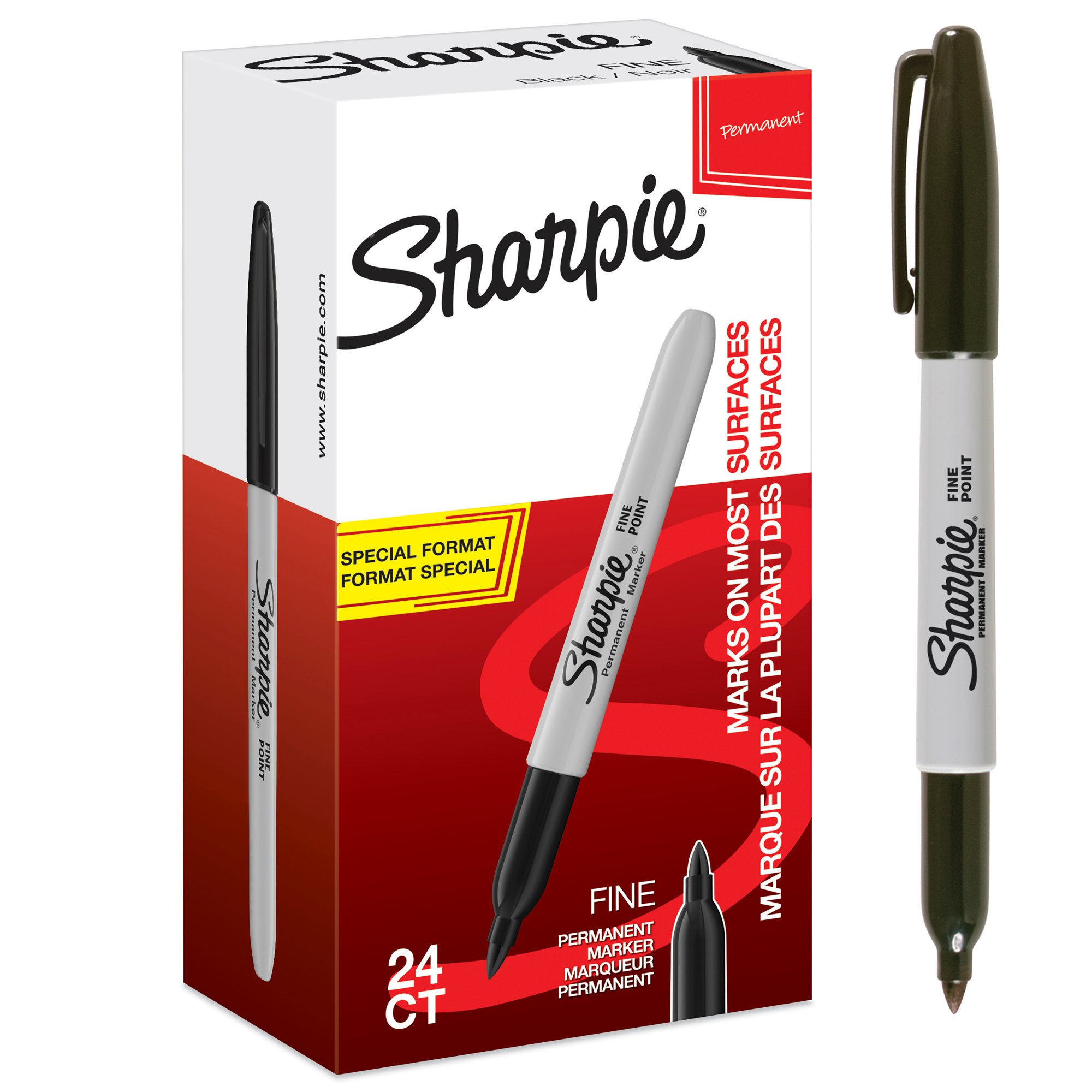 Sharpie Permanent Marker Fine Tip 0.9mm Black Pack 24 MPN 2077128