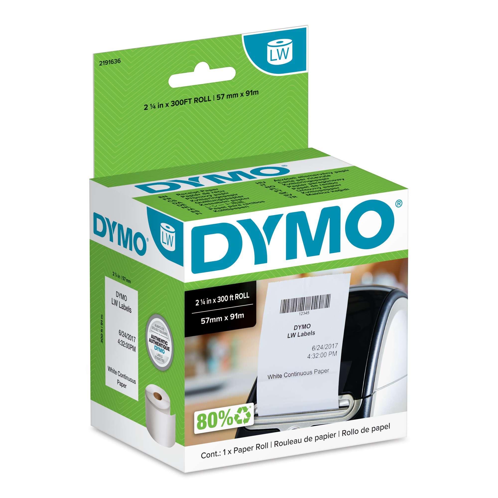 DYMO LabelWriter Continuous Paper Roll 57mm x 91m (Single Roll) - 2191636