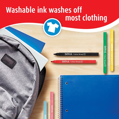 Berol Color Broad Fibre Tip Colouring Pen (Pack 12) - 2057596