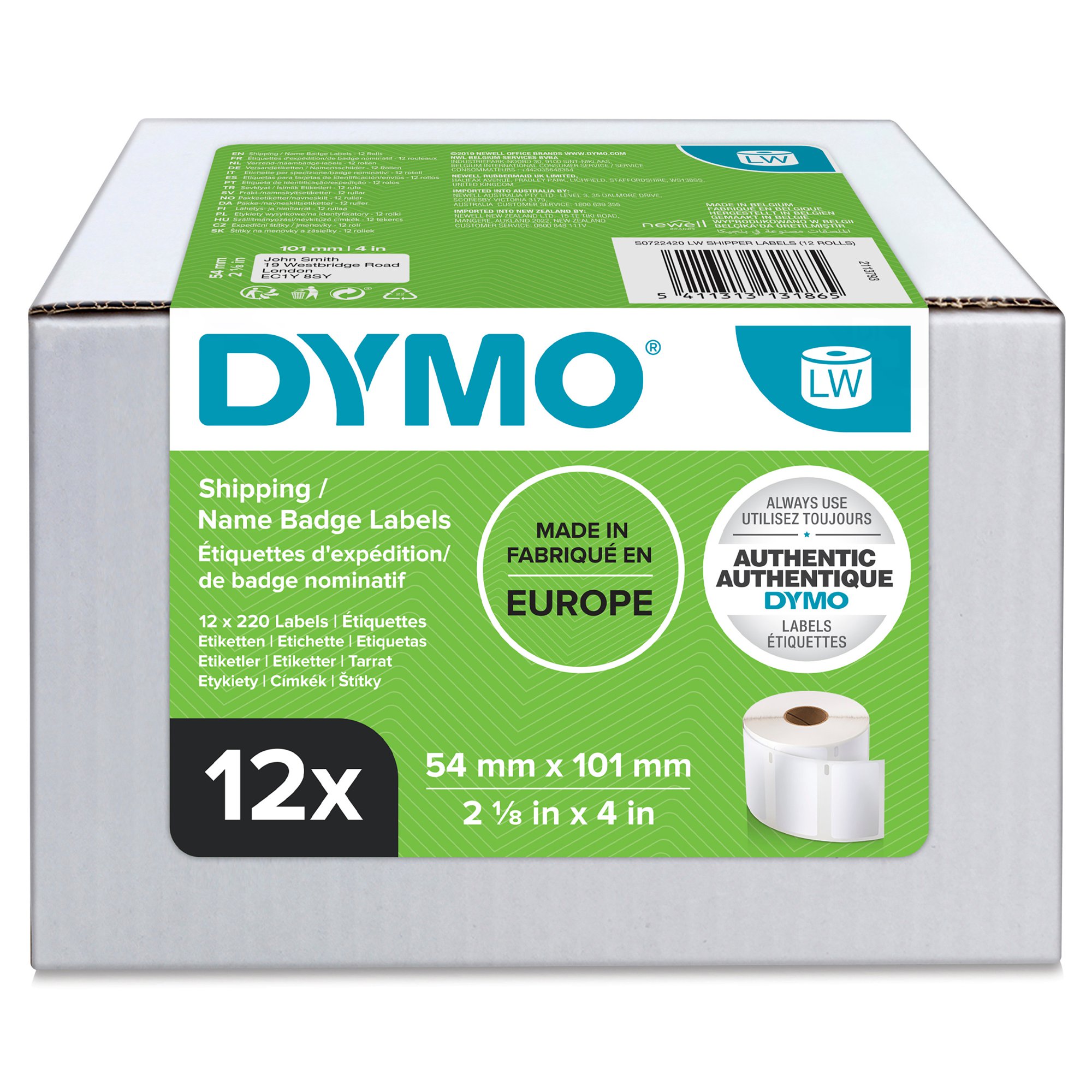 Dymo LabelWriter Shipping Label 54x101mm Pack 12 - S0722420