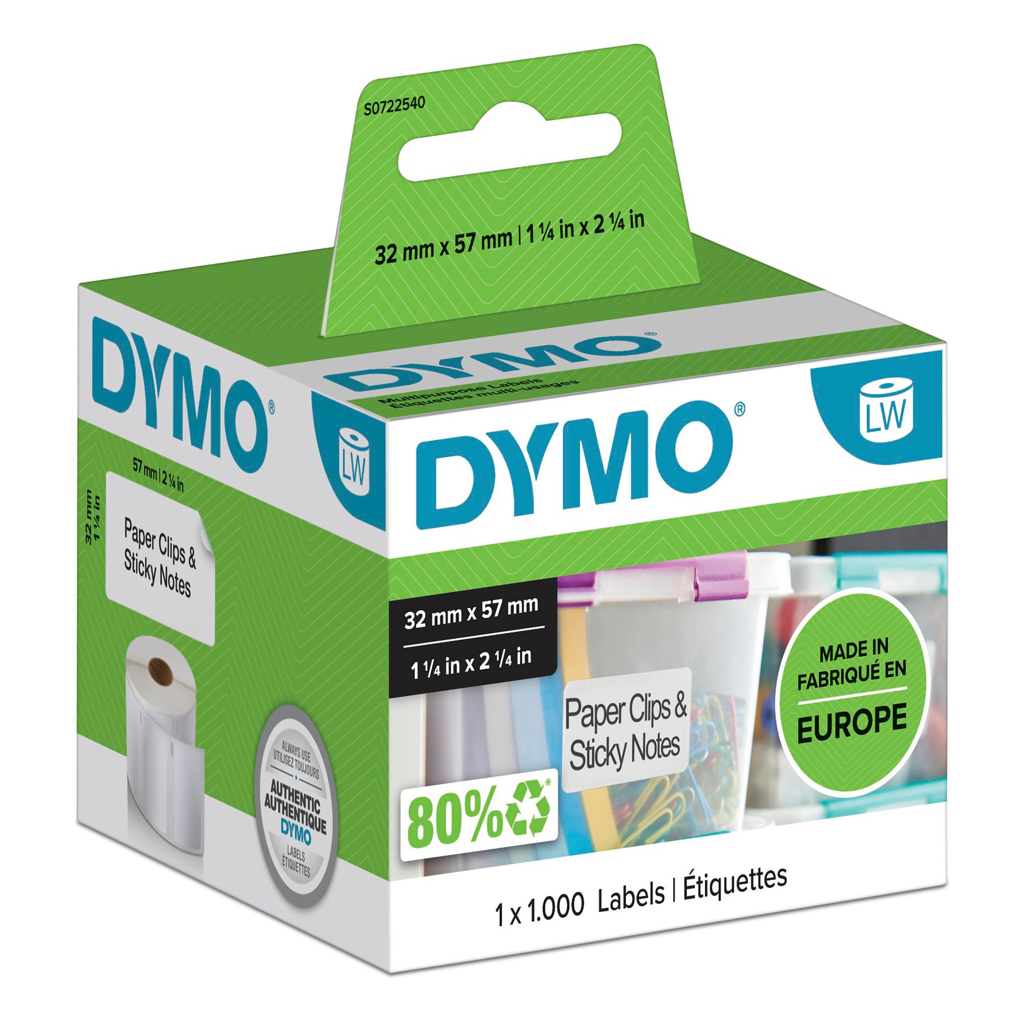 Dymo LabelWriter Multipurpose Label 57x32mm 1000 Labels - S0722540