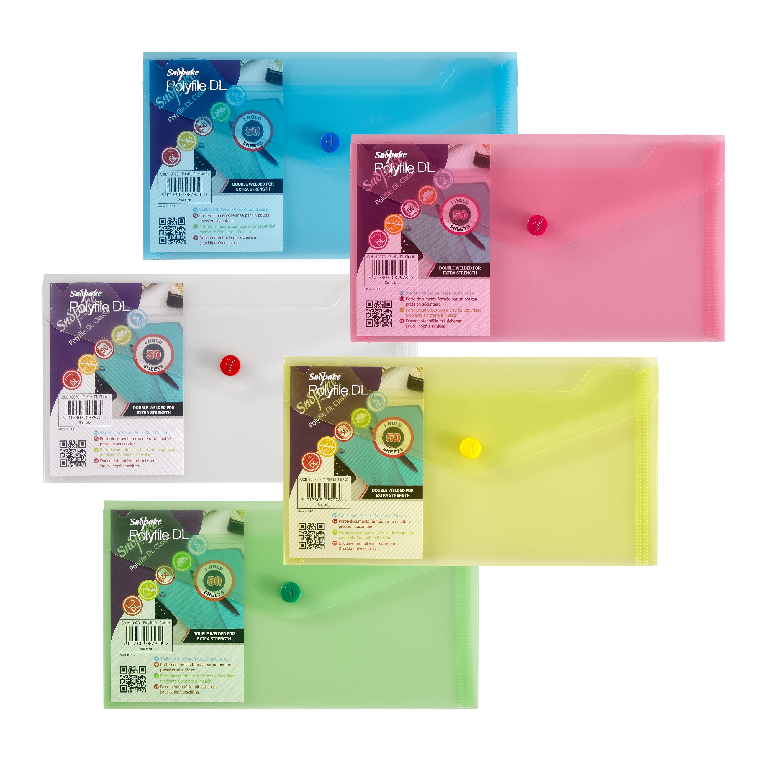 Snopake Polyfile Wallet File Polypropylene DL Assorted Colours Pack 5 ...