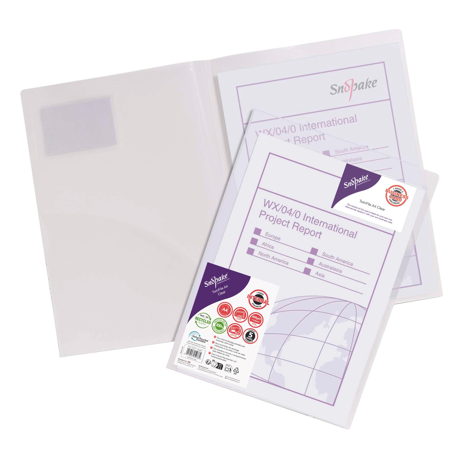 Snopake TwinFile Polypropylene A4 Clear (Pack 5) - 14030