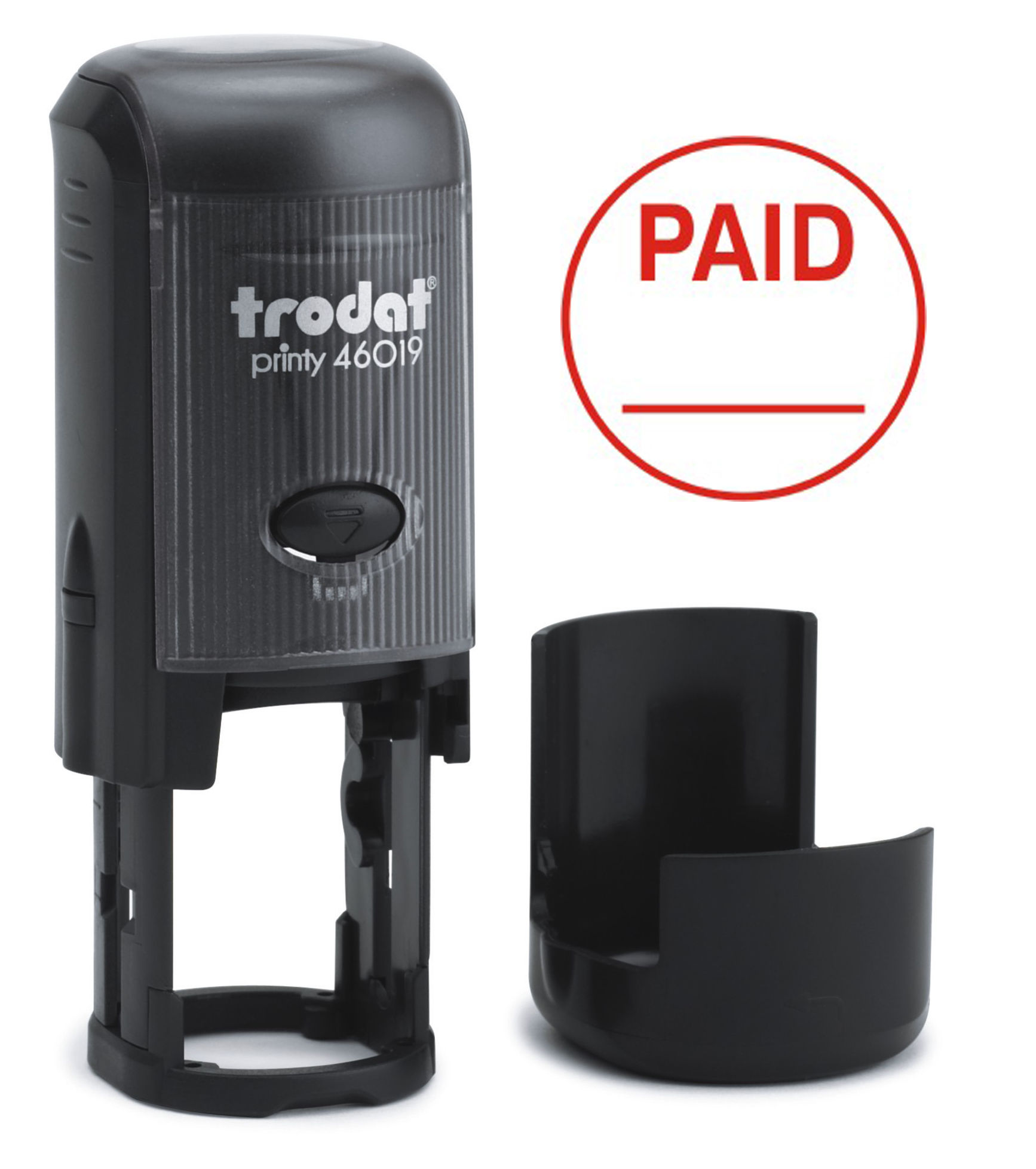 Trodat Printy 46019 Self Inking Word Stamp PAID 19mm Diameter Red Ink ...